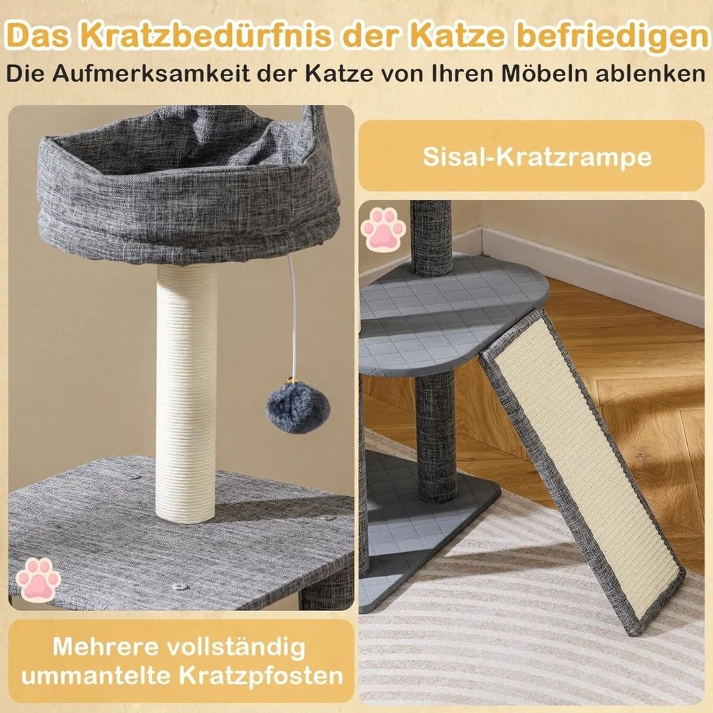 Costway Malý kočičí strom s jeskyní a škrabadlami a sisalovou rampou a šplhacím