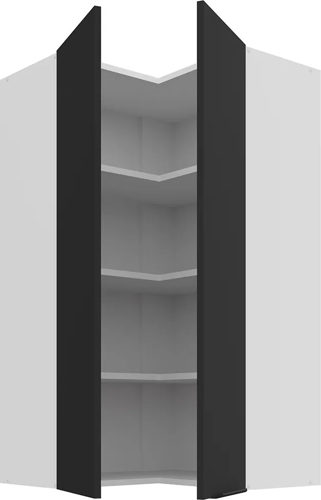 ARIA bc | horní kuchyňská skříňka 60x60 GN-108 2F (90°) rohová s policemi | EXTRA VYSOKÁ | 60x60 cm | bílá/černá
