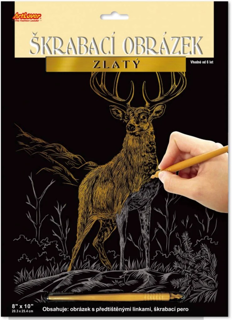 _Ostatní 1_ Obrázek vyškrabovací Zvířáta zlatý kreativní set se škrabacím perem 3 druhy 22988752