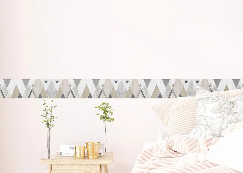Samolepící bordura na zeď Mramor A Dřevo | 5 m x 13.8 cm | DWB8445