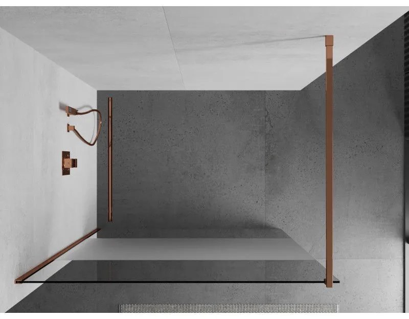 Mexen, Mexen Kioto Ścianka prysznicowa Walk-in 130 x 200 cm, transparent/szron 8 mm, różowe złoto - 800-130-101-60-35