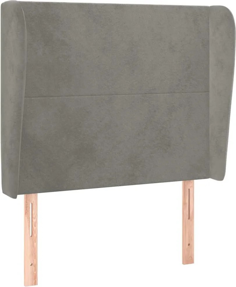 Čelo postele typu ušák světle šedé 103x23x118/128 cm samet 3117718