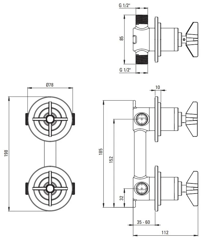 Deante Temisto, Sprchová baterie, podomítková, se sprchovým spínačem ,chrom, BQT_044P