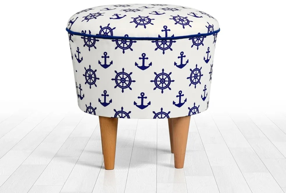 Atelier del Sofa Taburet Cunda - Blue, White, Modrá, Bílá