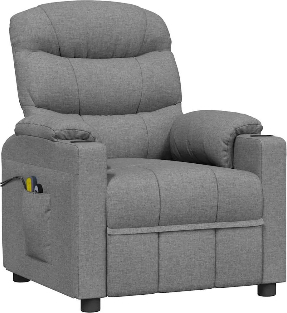 Elektrické masážní křeslo světle šedé textil 3143503