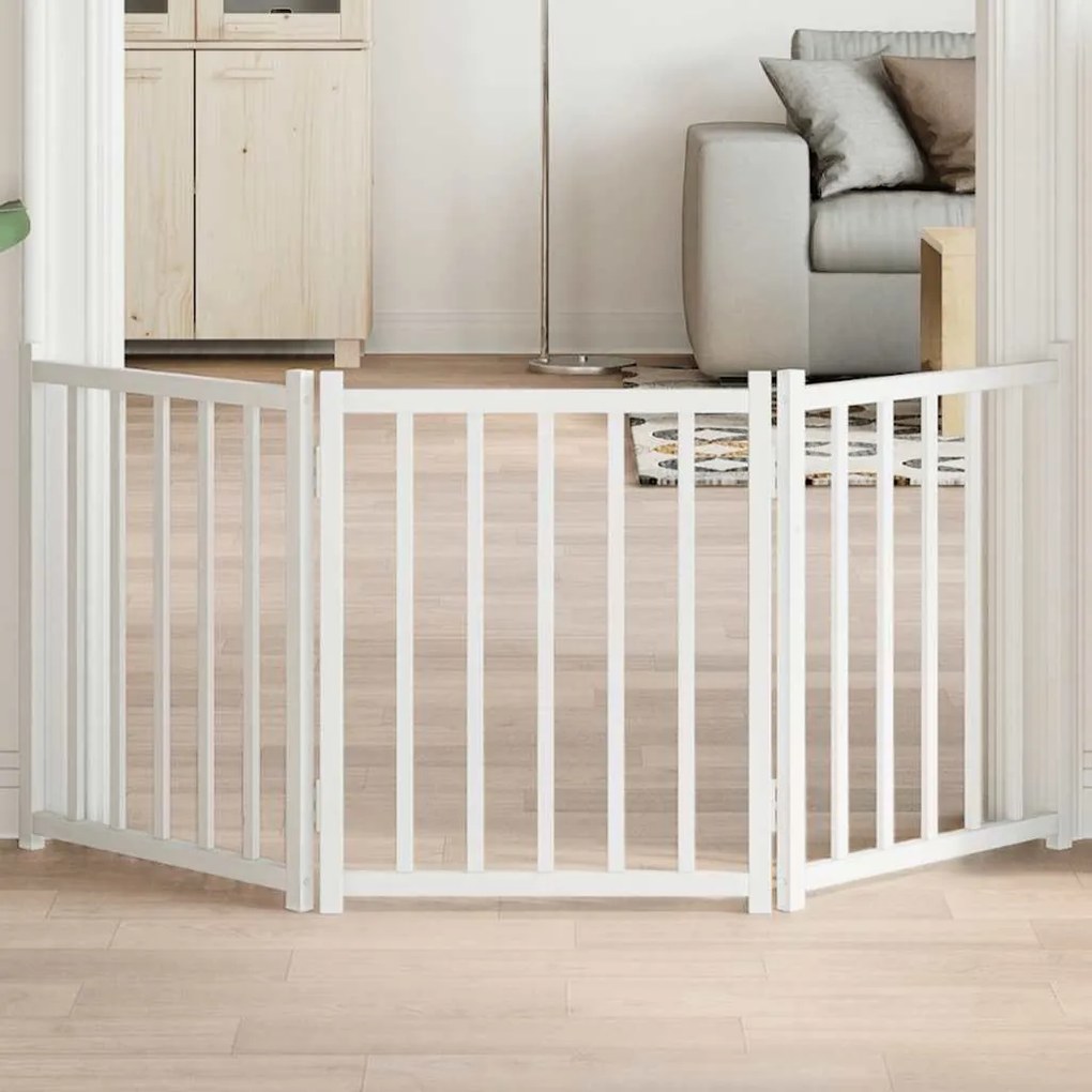 vidaXL Zábrana pro psy skládací 3 panely 150 cm masivní jedle [352276] Barva: hnědý dub