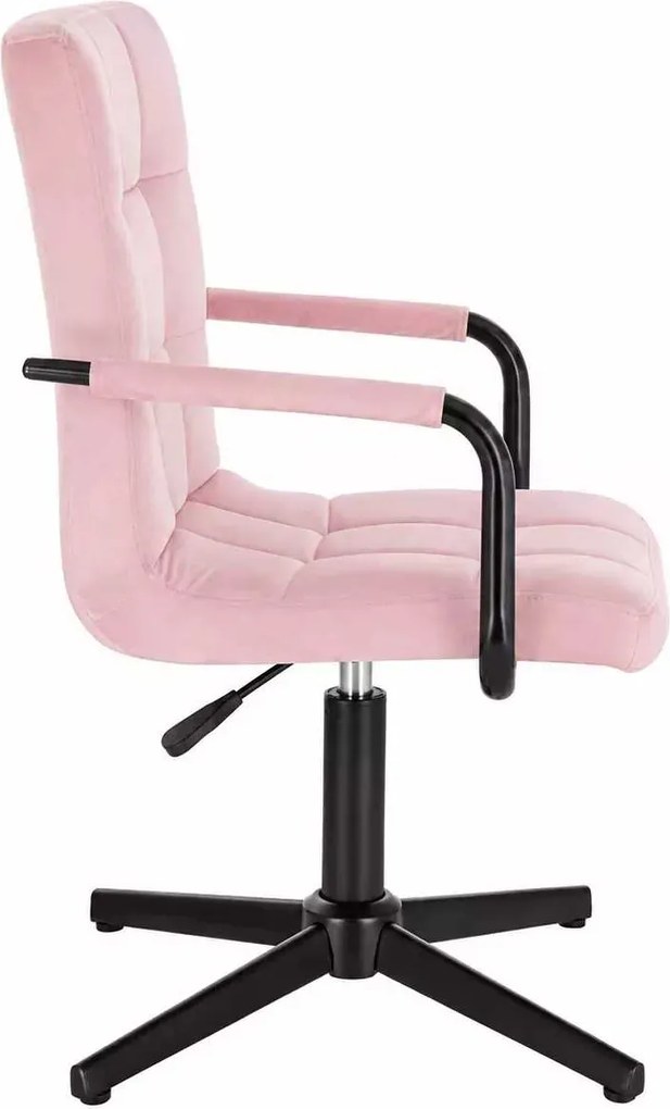 LuxuryForm DESIGN Otočná židle VERONA BLACK VELUR na černém kříži - růžová