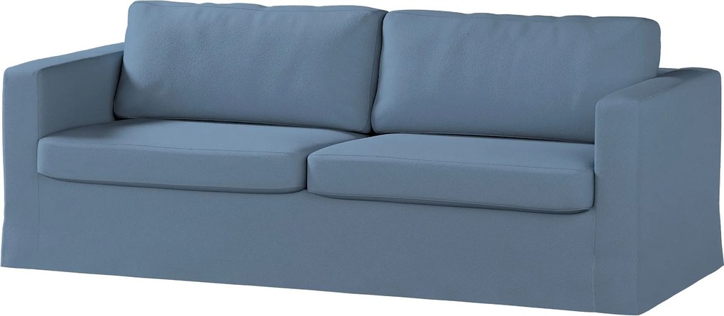 Potah na pohovku IKEA Karlstad 3-místná, nerozkládací, dlouhý barva modrá látka pletený vzor