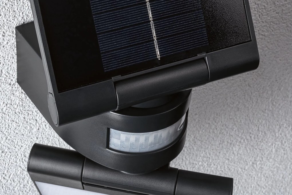 P 94609 Solární LED osvětlení zdí Lesla pohybové čidlo (IR) IP65 hranaté 150x130mm 3000K 12,5W antracit umělá hmota - PAULMANN