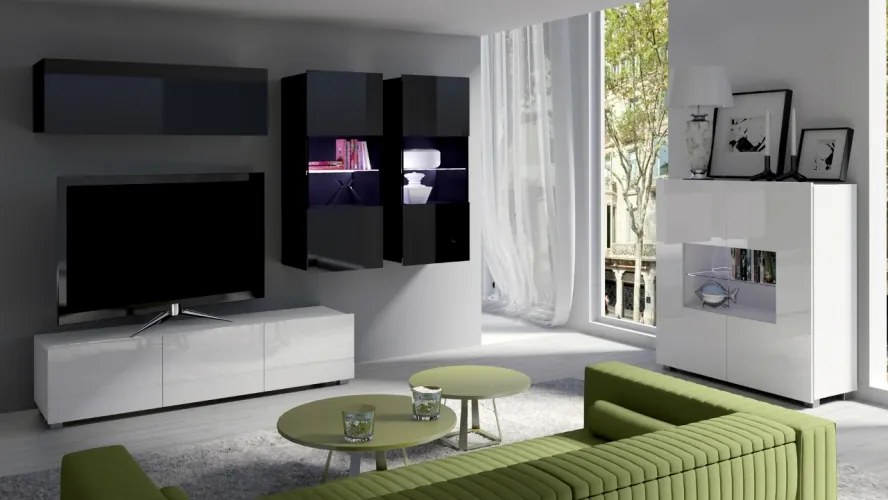 Gibmeble obývací stěna Calabrini 6 barevné provedení černobílá