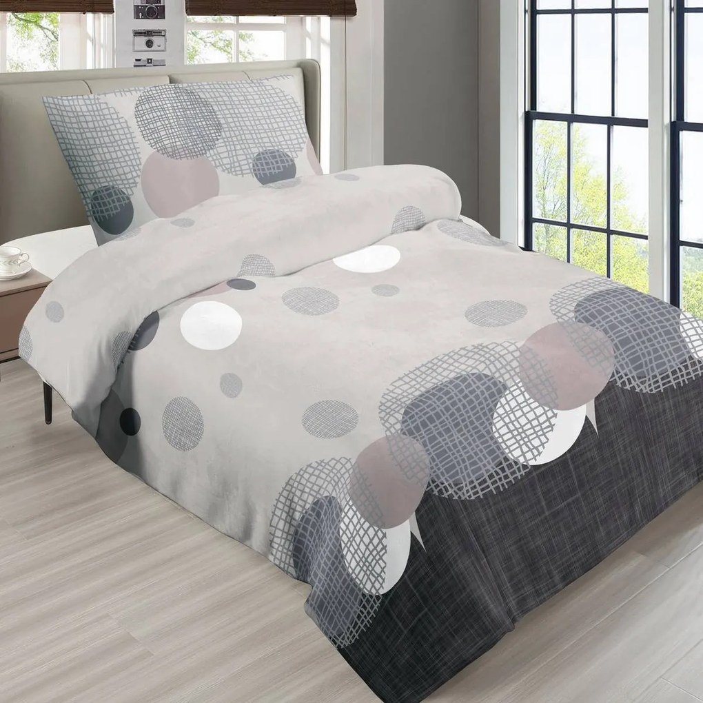 Jahu 3-dílné ložní povlečení Pompas / mikroplyš / 2 ks 70 x 90 cm / 220 x 200 cm / 100% polyester / béžová / šedá