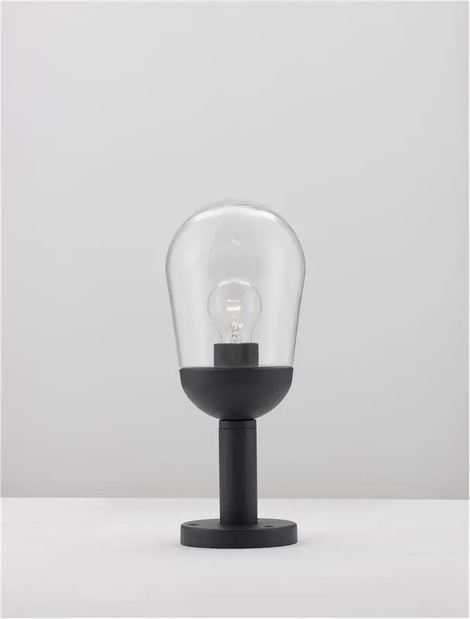 NV 9060195 Venkovní sloupkové svítidlo OMIKA tmavě šedý hliník a čiré sklo E27 1x12W 220-240V bez žárovky IP54 - NOVA LUCE