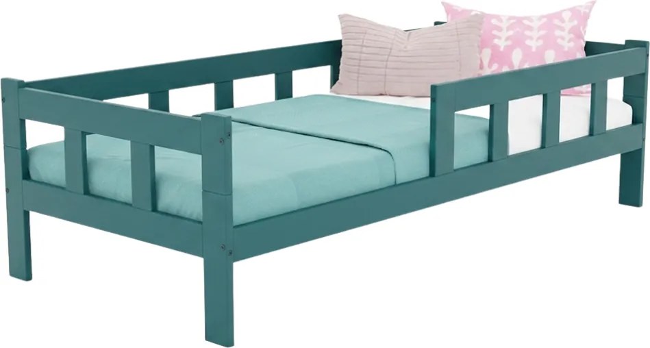 Benlemi Dřevěná jednolůžková postel FENCE 4v1 se zábranou Zvolte barvu: Pastelově růžová, Zvolte rozměr: 140x200 cm, Zvolte zábranu: S jednou zábranou vpravo