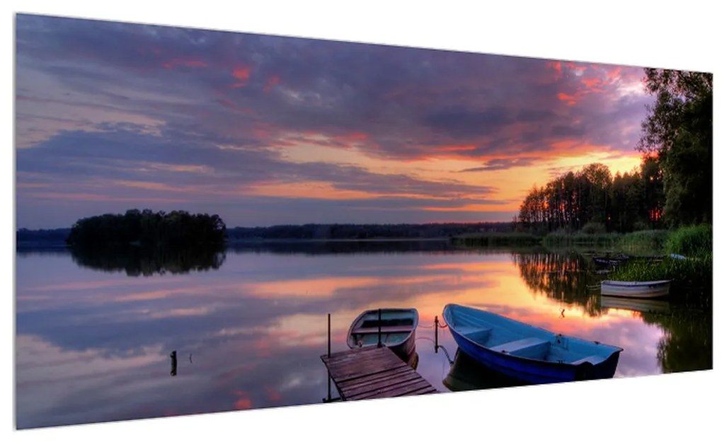 Obraz romantické jezerní krajiny (100x40 cm)
