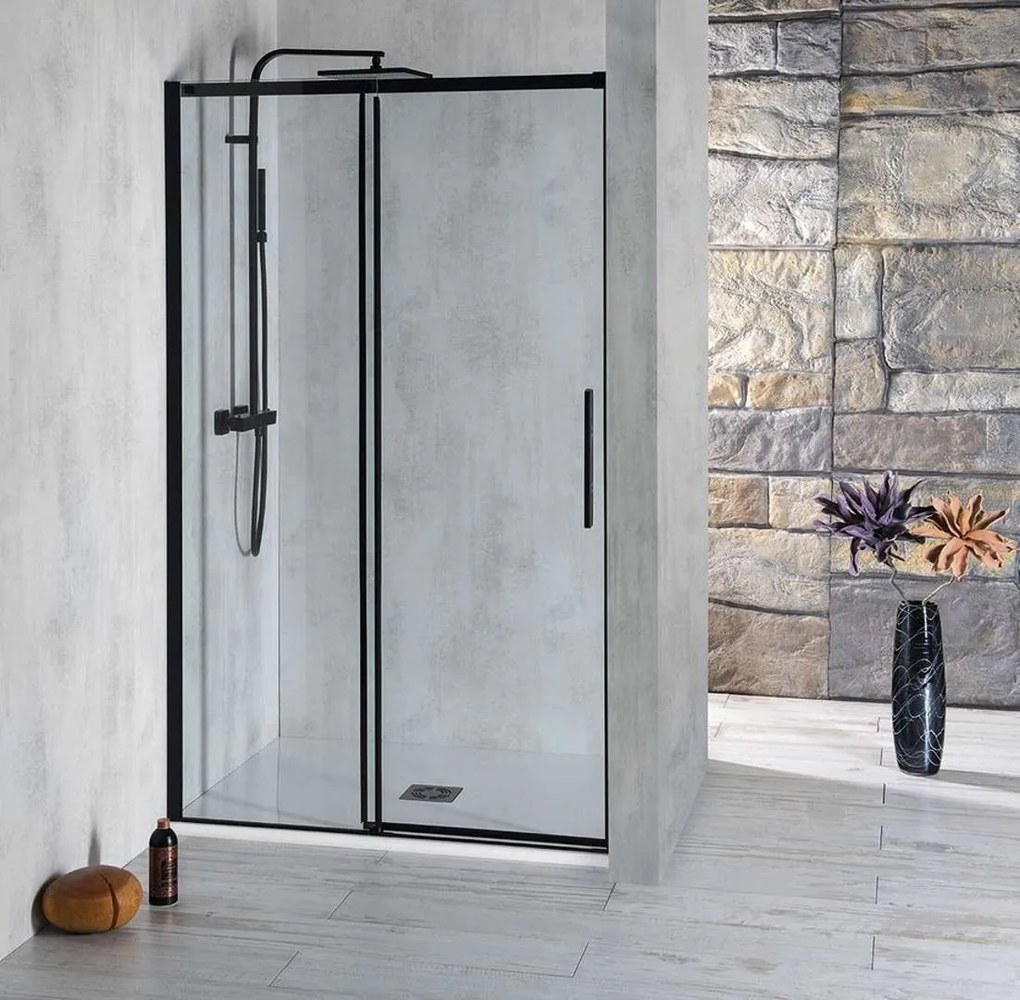 Polysan Altis Line - Sprchové dveře dvoudílné Black, 147-151 cm, matná černá/čiré sklo AL4212B