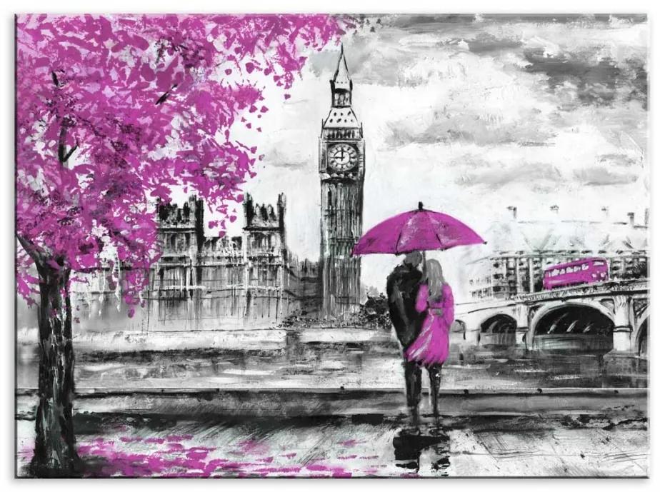 Malvis ® Obraz londýnská procházka fialová Velikost (šířka x výška): 150x110 cm