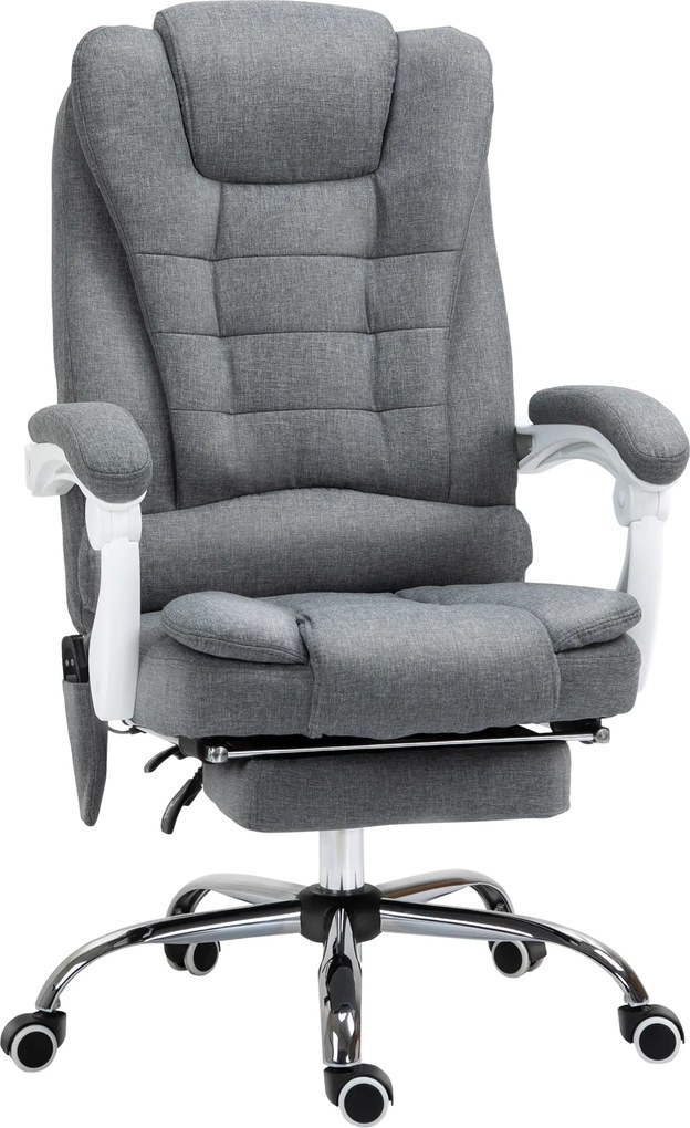 Kancelářská židle Vinsetto s masážní funkcí, výškově nastavitelná, ergonomická kancelářská židle s funkcí polohování, vyhřívání, podnožka