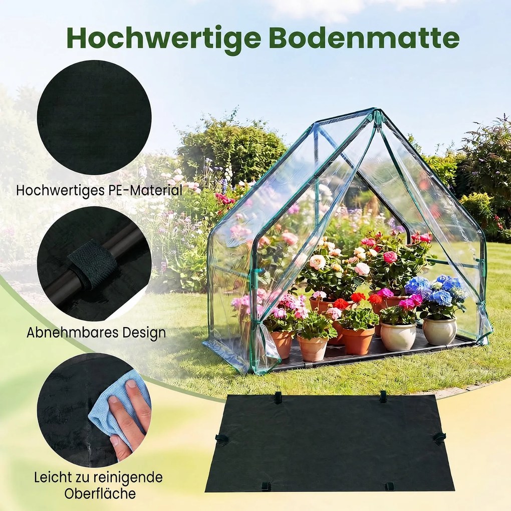 Costway Fóliový mini skleník se 2 rolovacími dveřmi, 92 × 50 × 85 cm