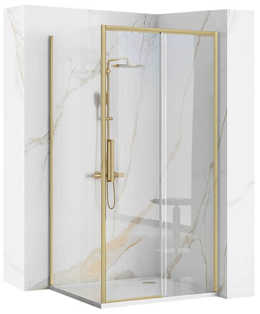 Sprchový kout REA RAPID SLIDE 100/dveře x 90/zástěna cm, zlatý kartáčovaný