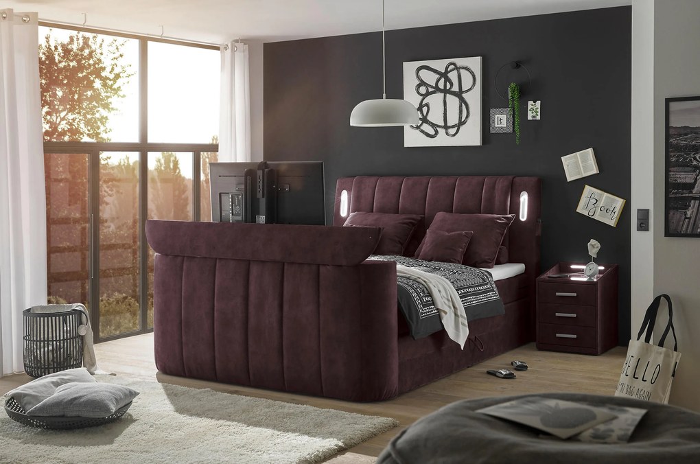 XXXLutz POSTEL BOXSPRING, 180/200 cm, lilková MID.YOU - Postele s úložným prostorem - 002220049301