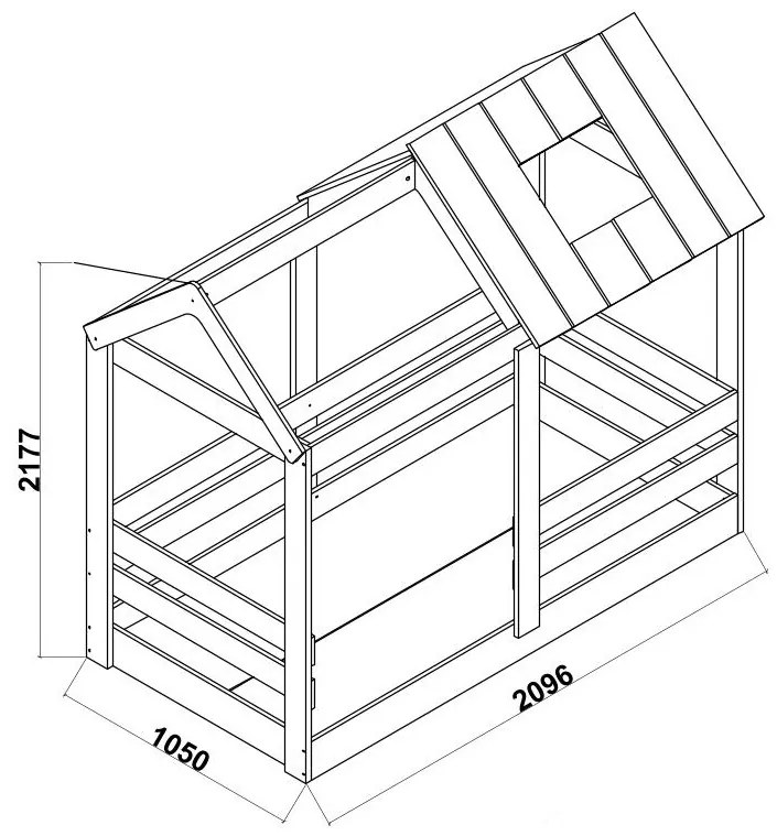 Domečková postel 100x200 Boom - bříza