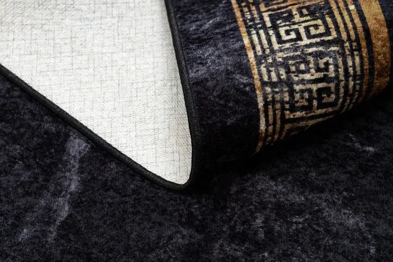 Dywany Łuszczów, Kusový koberec Miro 51278.809 Marble black / gold, 160x220, černá, chodba / předsíň