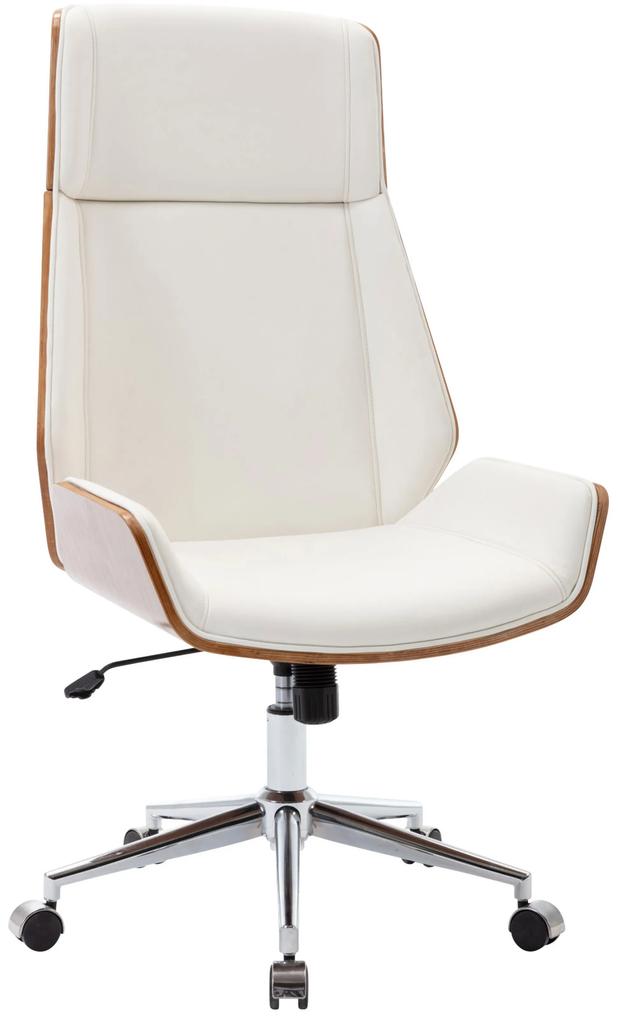 Kancelářská židle Breda ~ koženka, dřevo ořech Barva  Bílá