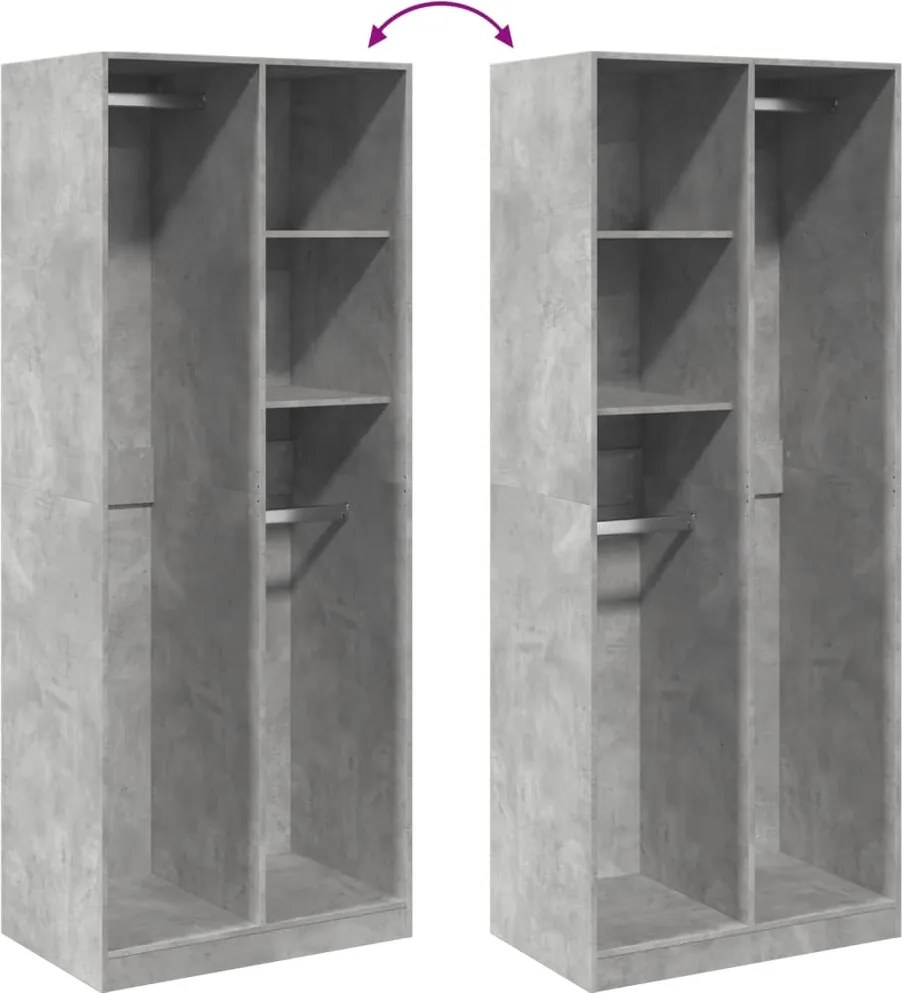 Šatní skříň betonově šedá 80 x 50 x 200 cm kompozitní dřevo 3307759
