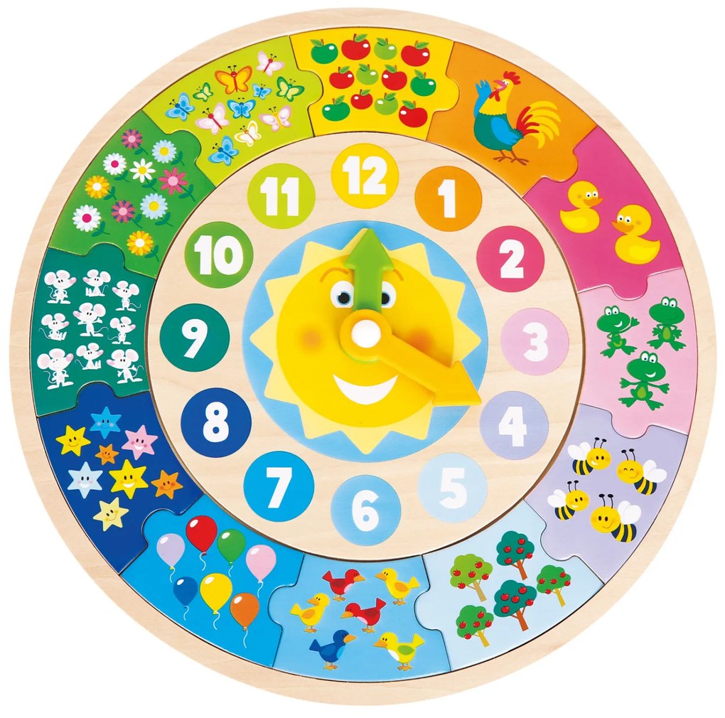 Dřevěné hodiny + puzzle