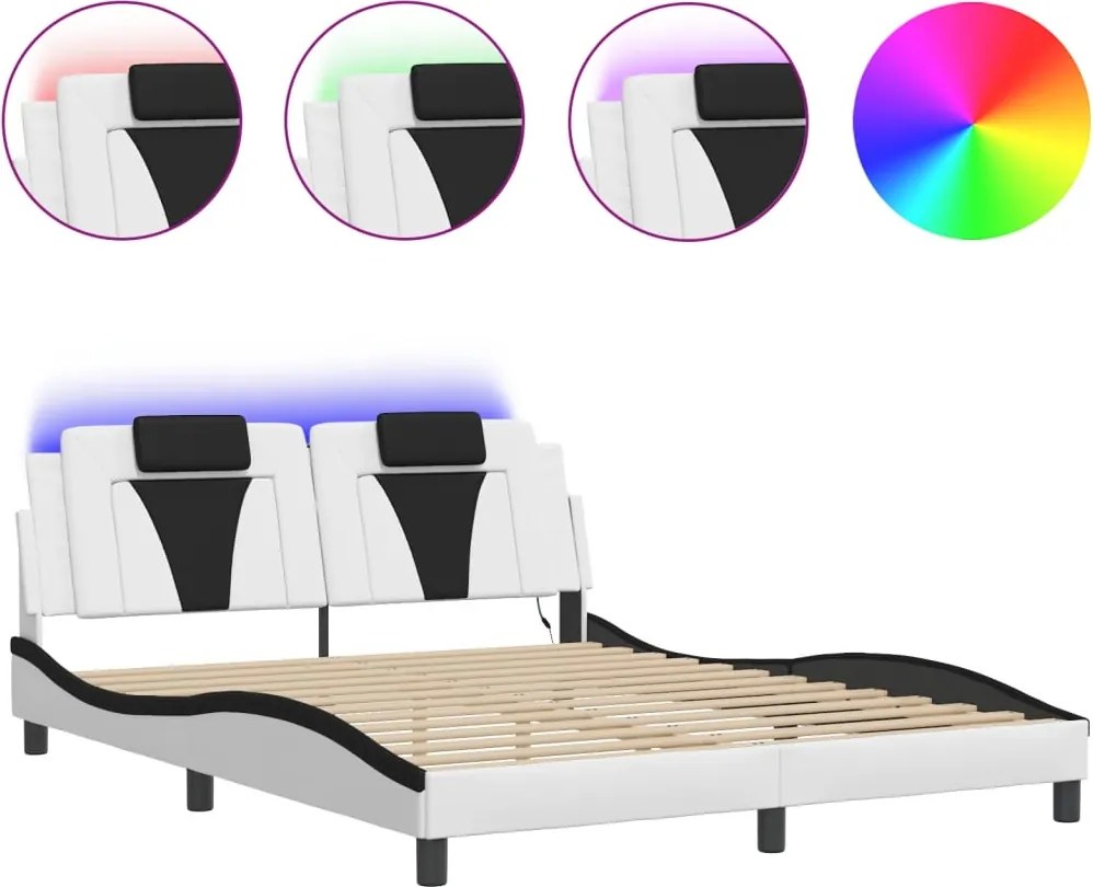 Rám postele Viana s LED bez matrace bílý a černý 160x200 cm 3214035