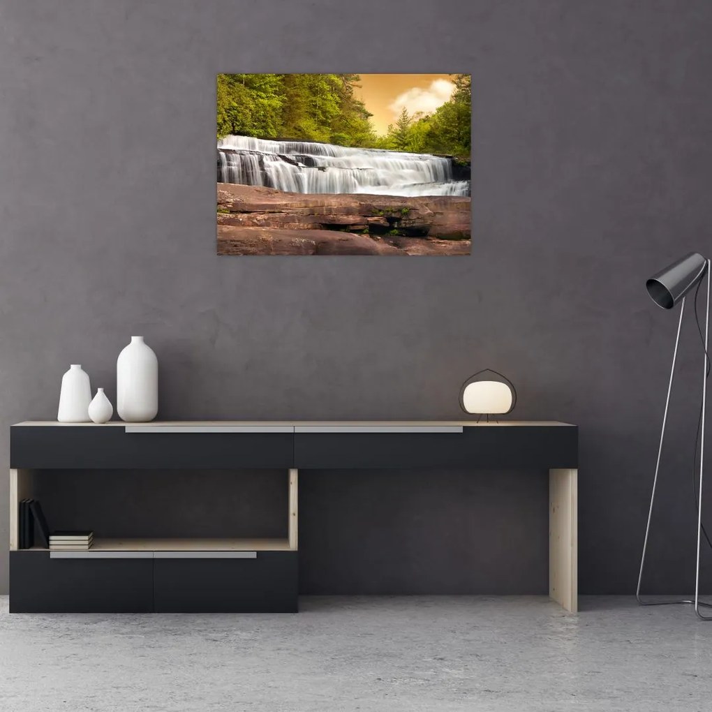 Skleněný obraz vodopádu (70x50 cm)