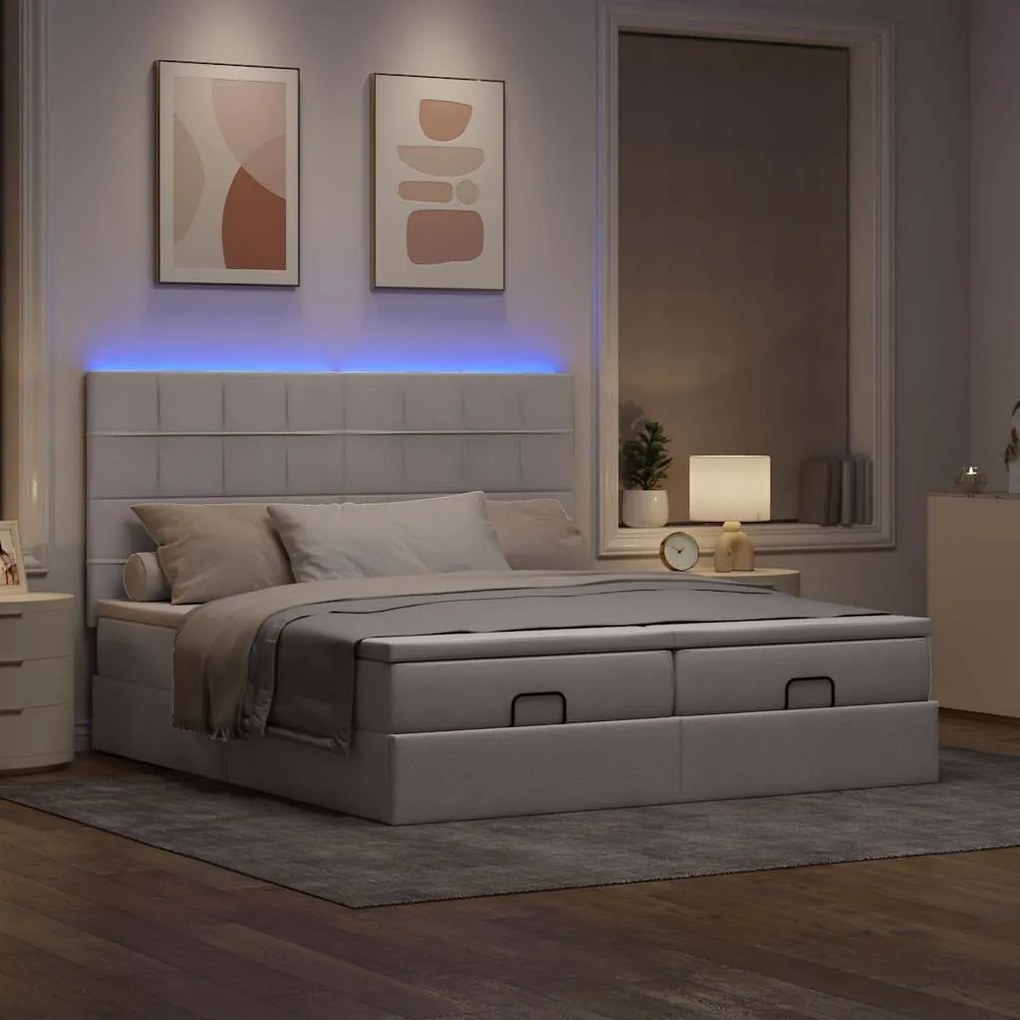 Osmanský rám postele s matrací taupe 180x200cm textil 3314545