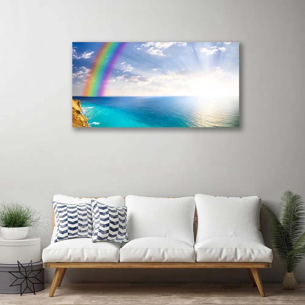 Obraz na plátně Duha u Moře Krajina 120x60 cm