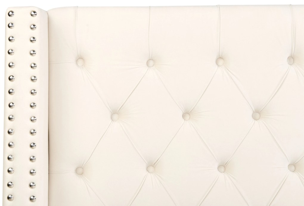 Sametová postel 140 x 200 cm krémově bílá LUBBON Beliani