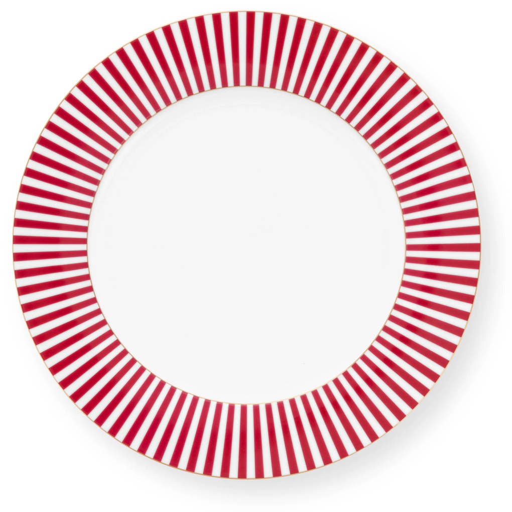 Pip Studio Royal stripes talíř Ø26,5cm, bílo-tmavě růžový