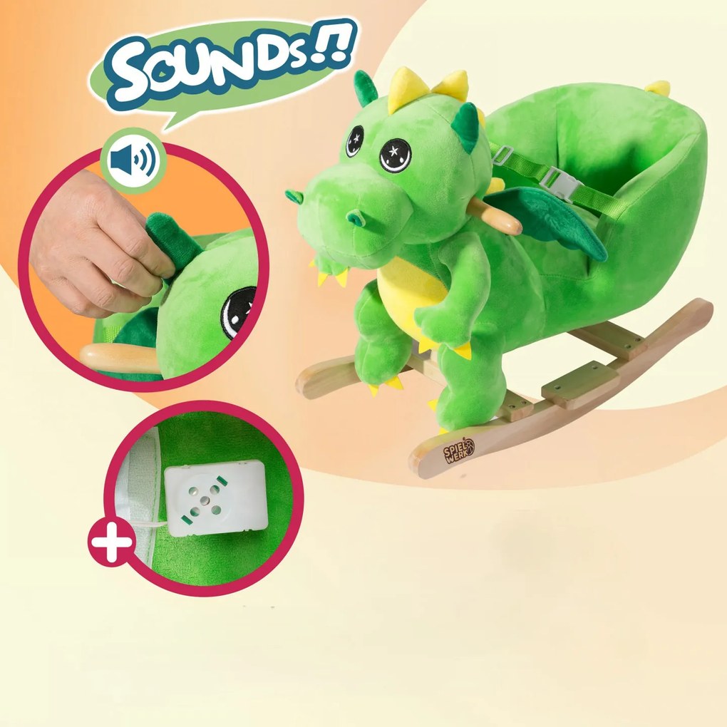 Spielwerk® Houpací zvířátko Dino Green s bezpečnostním pásem