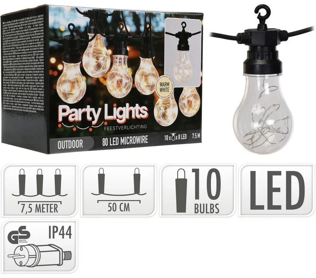 Koopman Světelný řetěz Bulbs, 80 LED