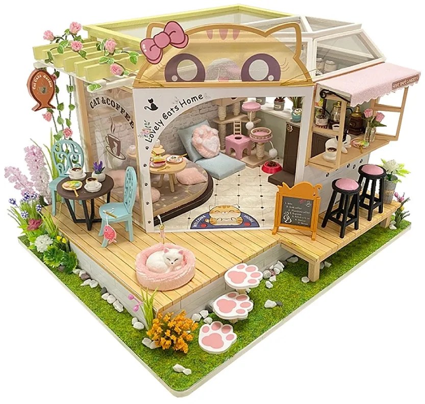 2Kids Toys miniatura domečku Kočičí kavárna se zahrádkou
