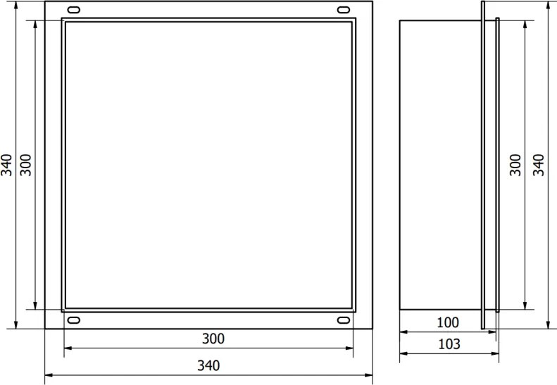 Mexen X-Wall-NR, polička na zapuštění pod obklad bez límce 30 x 30 cm, zlatá lesklá, 1951303010