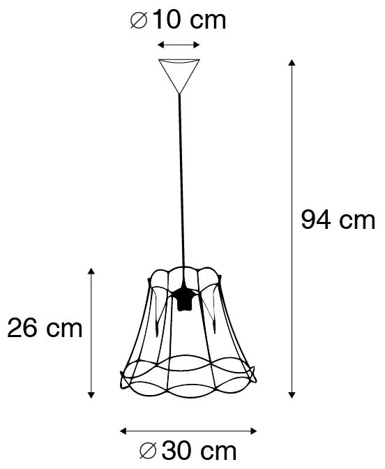 Retro závěsné svítidlo černé 30 cm - Granny Frame