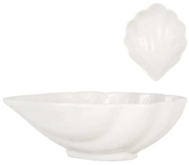 Bílá porcelánová miska ve tvaru mušle – 12x10x4 cm