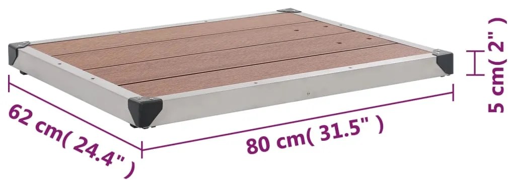 vidaXL Marketos Zahradní sprchová vanička WPC nerezová ocel 80 x 62 cm hnědá
