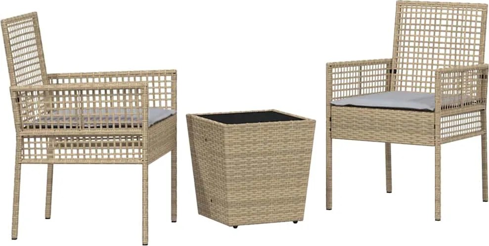 Zahradní bistro set 3 ks Béžová polyratan 3334958