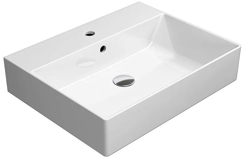 GSI KUBE X keramické umyvadlo 60 x 47 cm rektifikovaná verze s přepadem Extra Glaze bílá 94319111