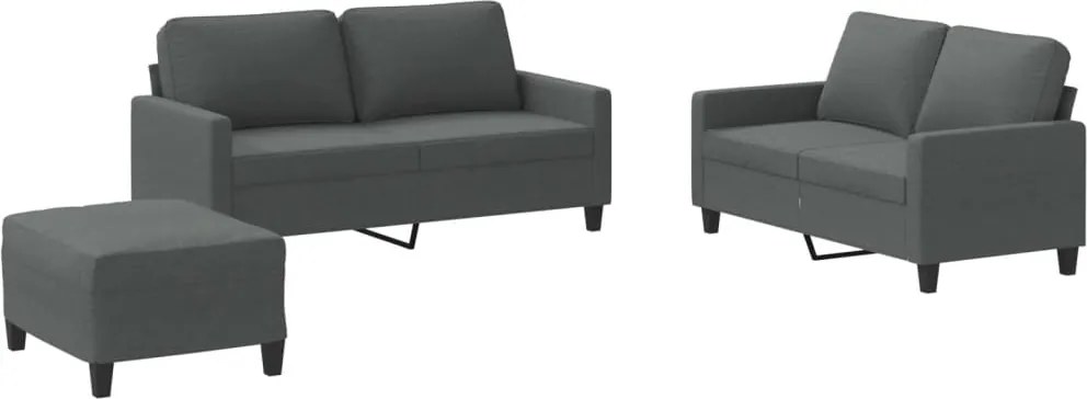 3dílná sedací souprava s poduškami tmavě šedá textil 3201453