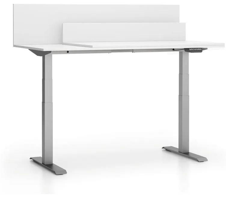 PLAN Kancelářský stůl SINGLE LAYERS, posuvná vrchní deska, s přepážkami, nastavitelné nohy, dub přírodní / dub mořený