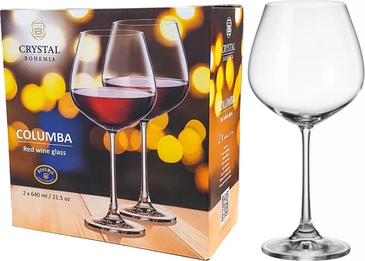 BOHEMIA COLUMBA SKLENICE NA ČERVENÉ VÍNO 640ML SADA 2KS