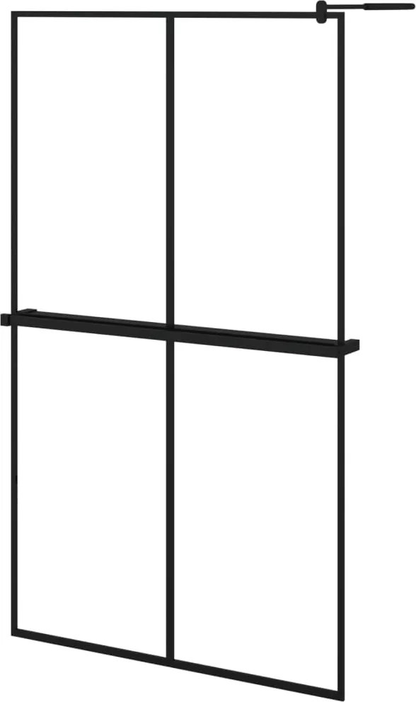 Zástěna do průchozí sprchy s policí černá 118x190 cm ESG/hliník 3185487