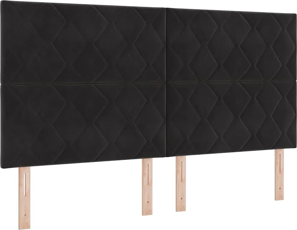 Postel s boxspringem s čelo Černá 180 x 200 cm samet 3345025