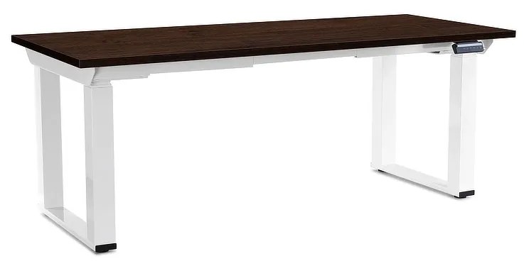 Výškově nastavitelný stůl OfficeTech Strong 180 x 80 cm, bílá podnož, wenge